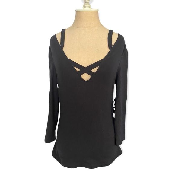 Boston Proper | Tops | Boston Properblack Strappy Cold Shoulder Top ...